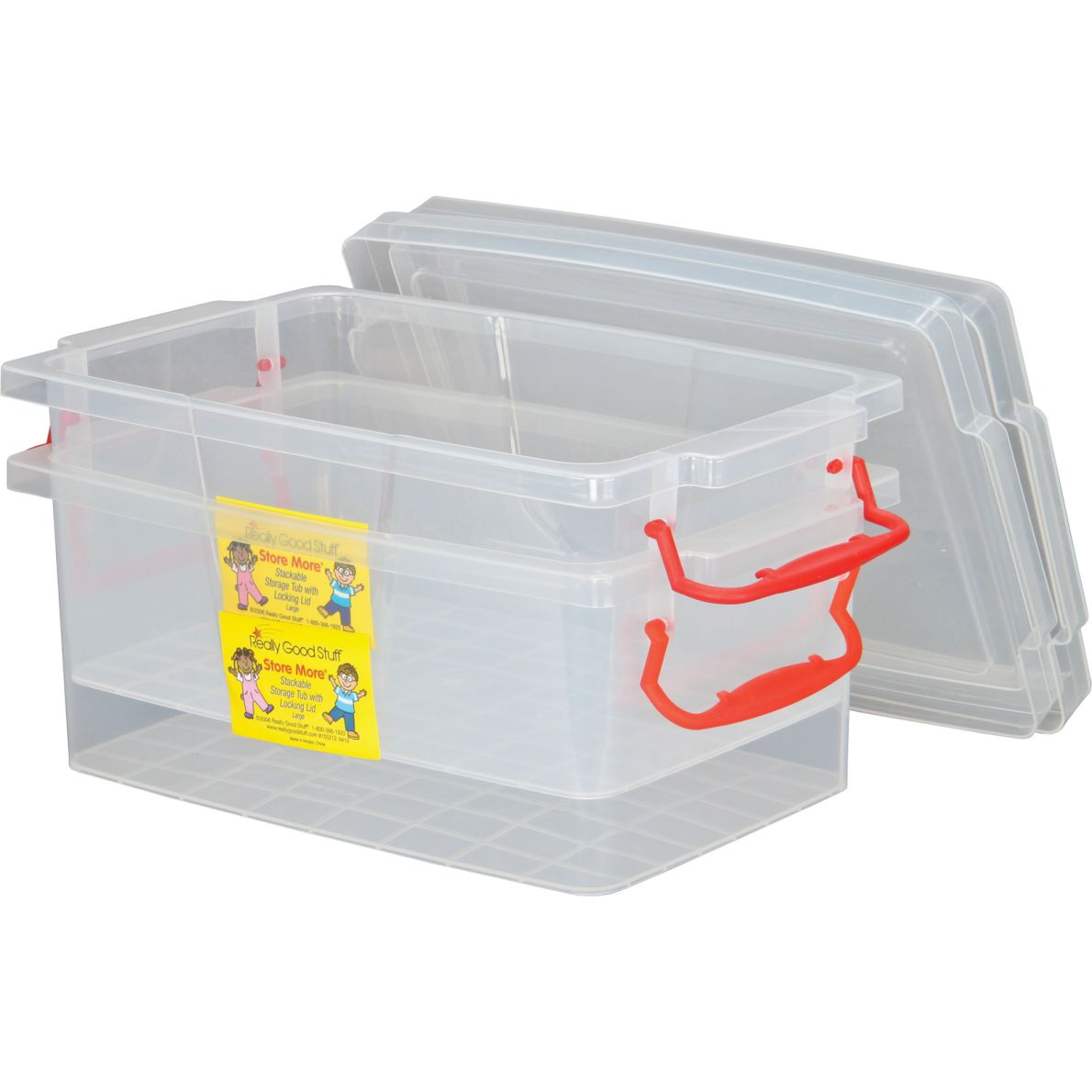 Really Good Stuff® Stackable Storage Tubs With Locking Lids, Large - 2 ...