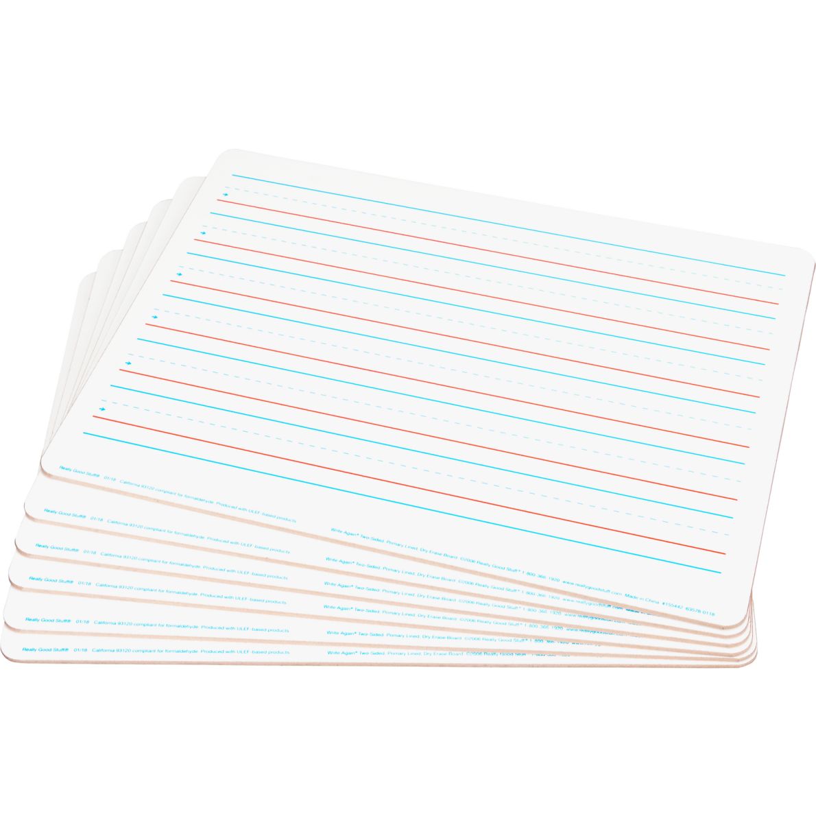 Two-Sided Primary Lined Dry Erase Boards - Non-Magnetic - 6 boards
