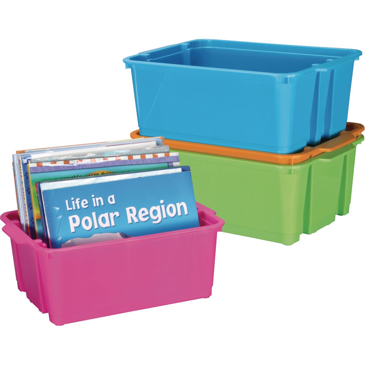 Classroom Stacking Bins - Neon - Set of 4