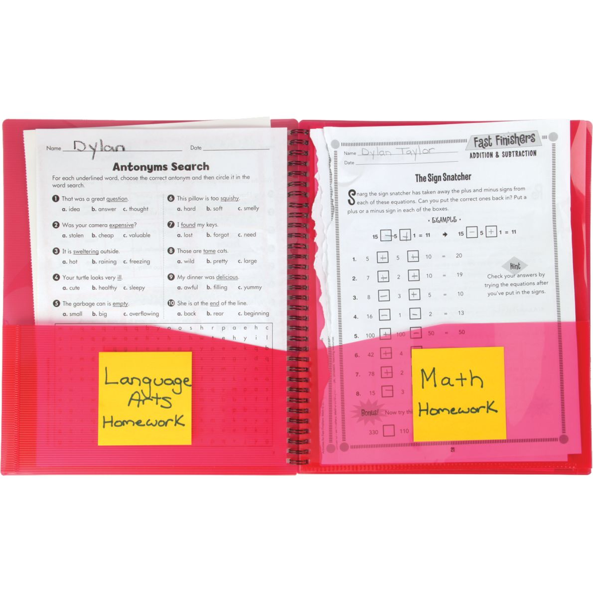 8-Pocket Student Homework Organizers - 4 organizers