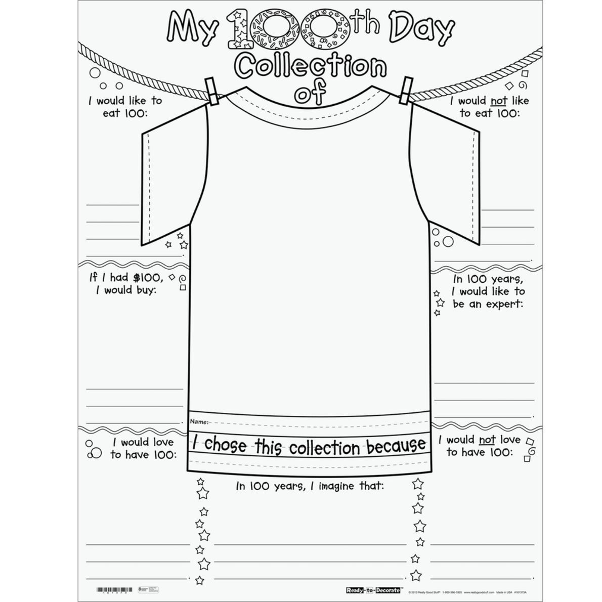 Really Good Stuff® My 100th Day Collection Ready-To-Decorate® Poster Tee