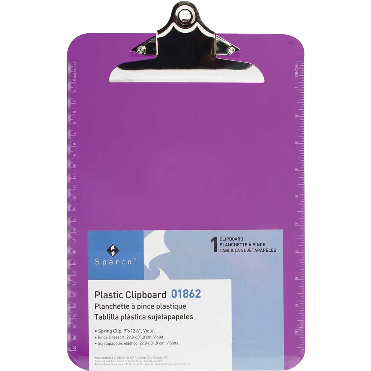 Translucent Plastic Clipboard With Spring Clip - Violet