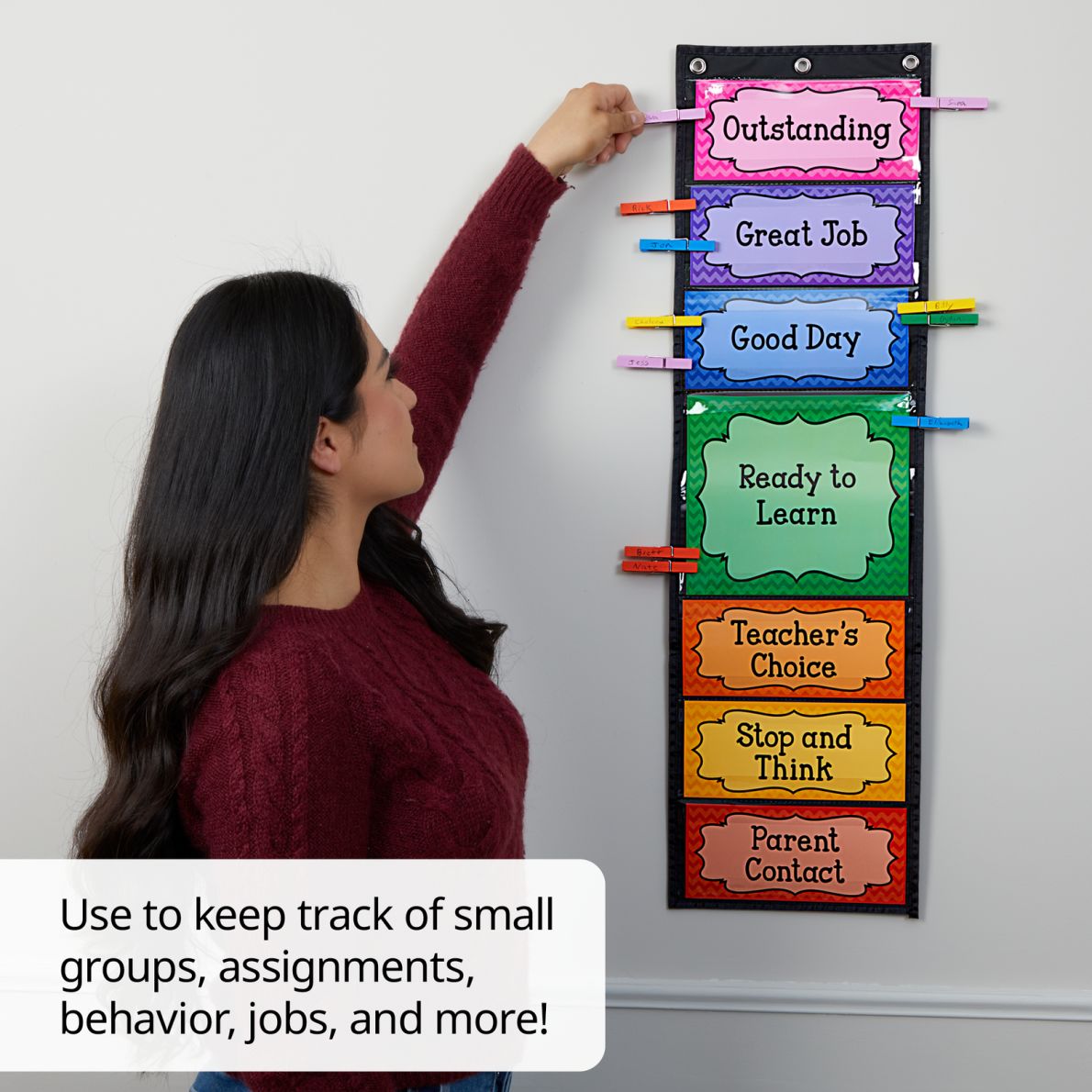 Classroom Management Rainbow Clothespins - 6 Colors