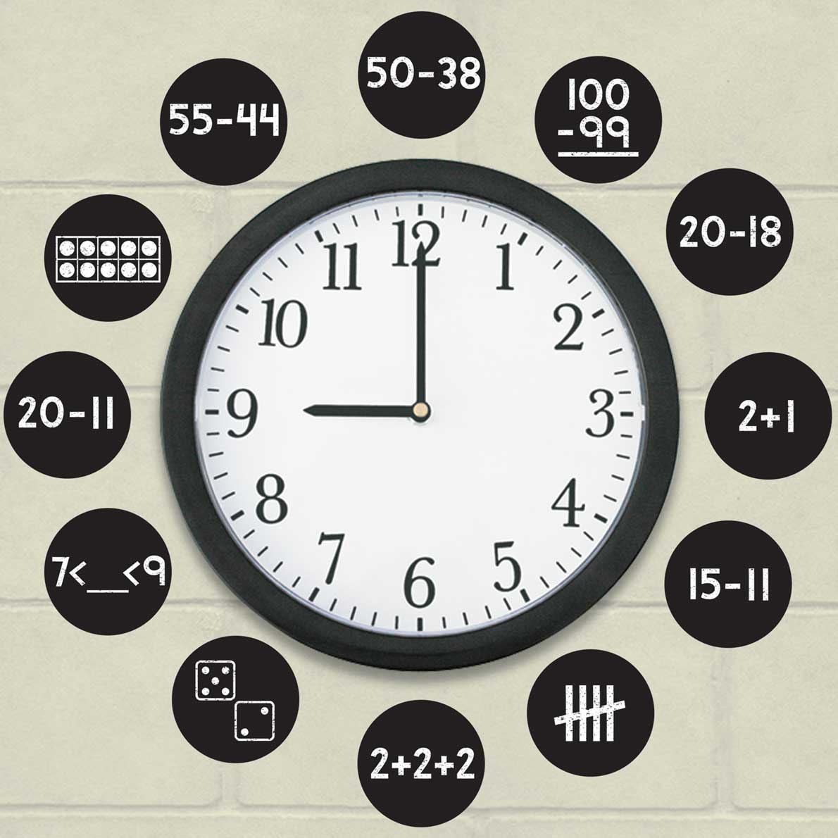 EZ Stick™ Math Problems Clock Numbers - Primary