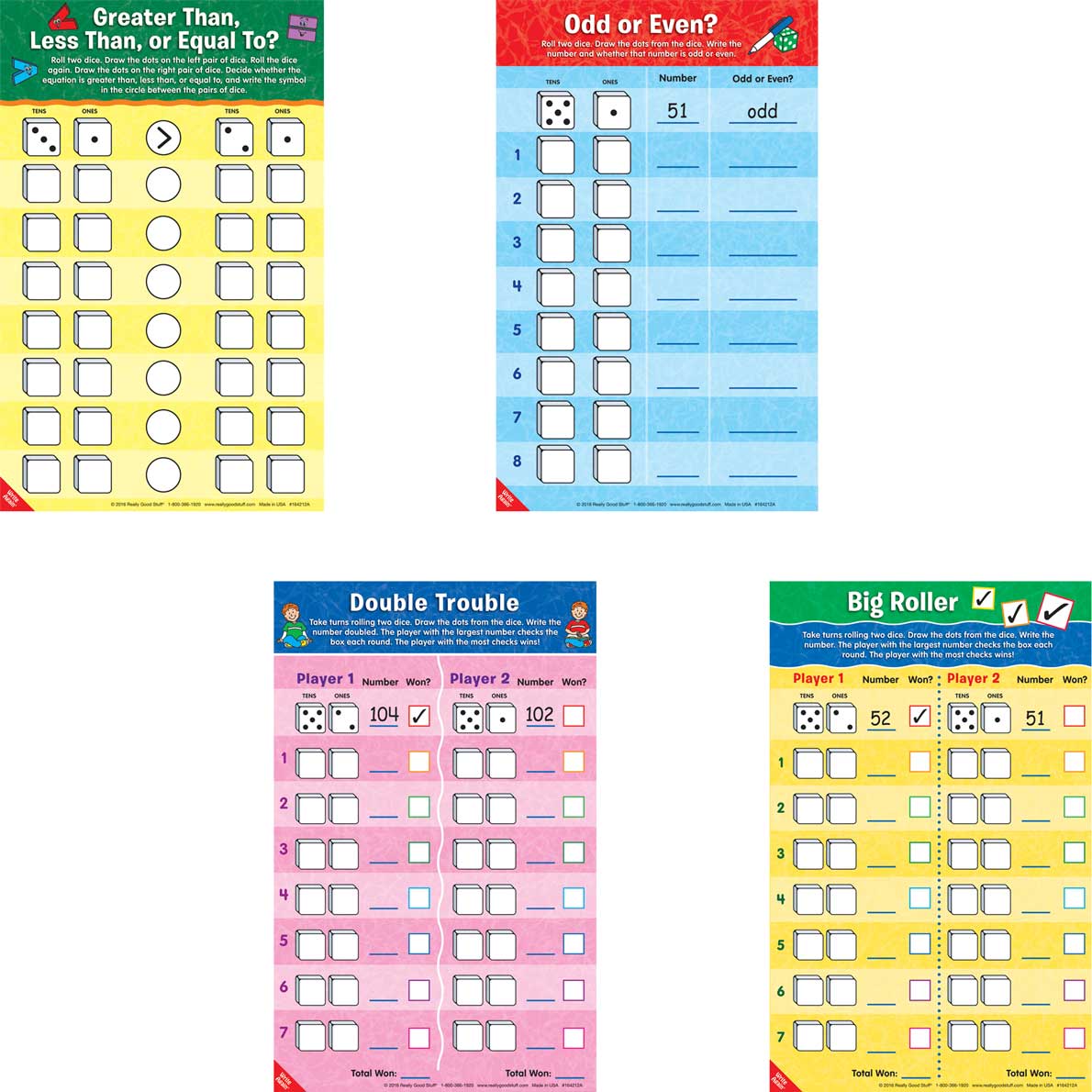 Math Mats Dice Games - Set 2