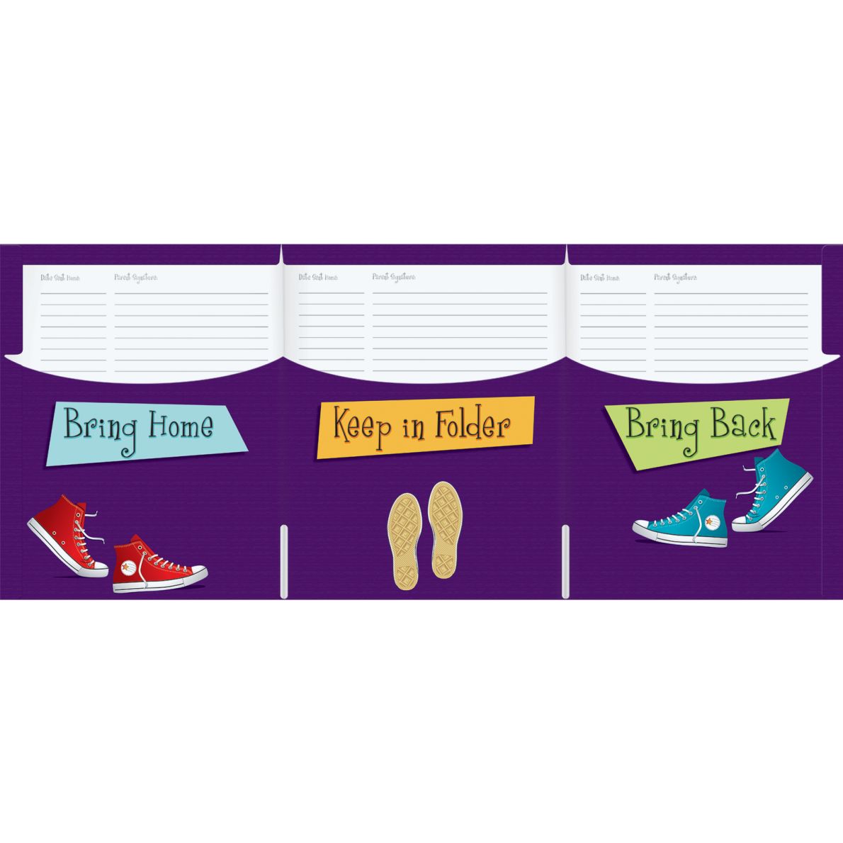 Weekly Take-Home Tri-Fold 3-Pocket Folders - 12 folders