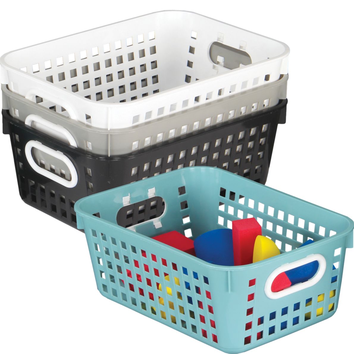 Medium Rectangle Book Baskets - Neutral Colors - 4 baskets