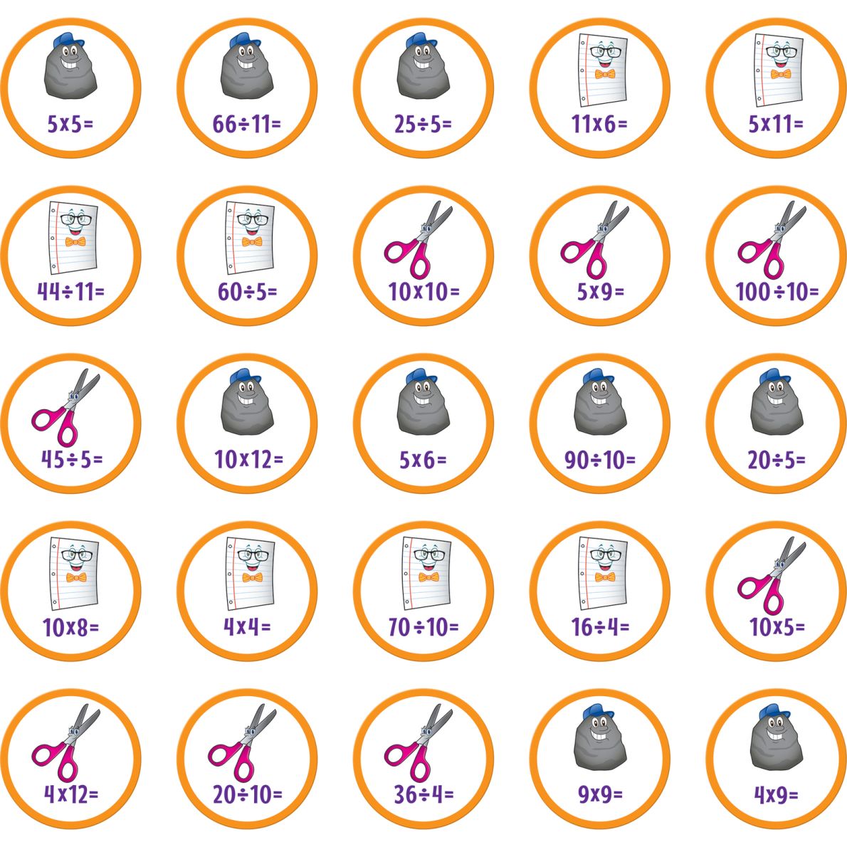 Really Good Stuff® Rock, Paper, Scissors Math Game - Multiplication And ...