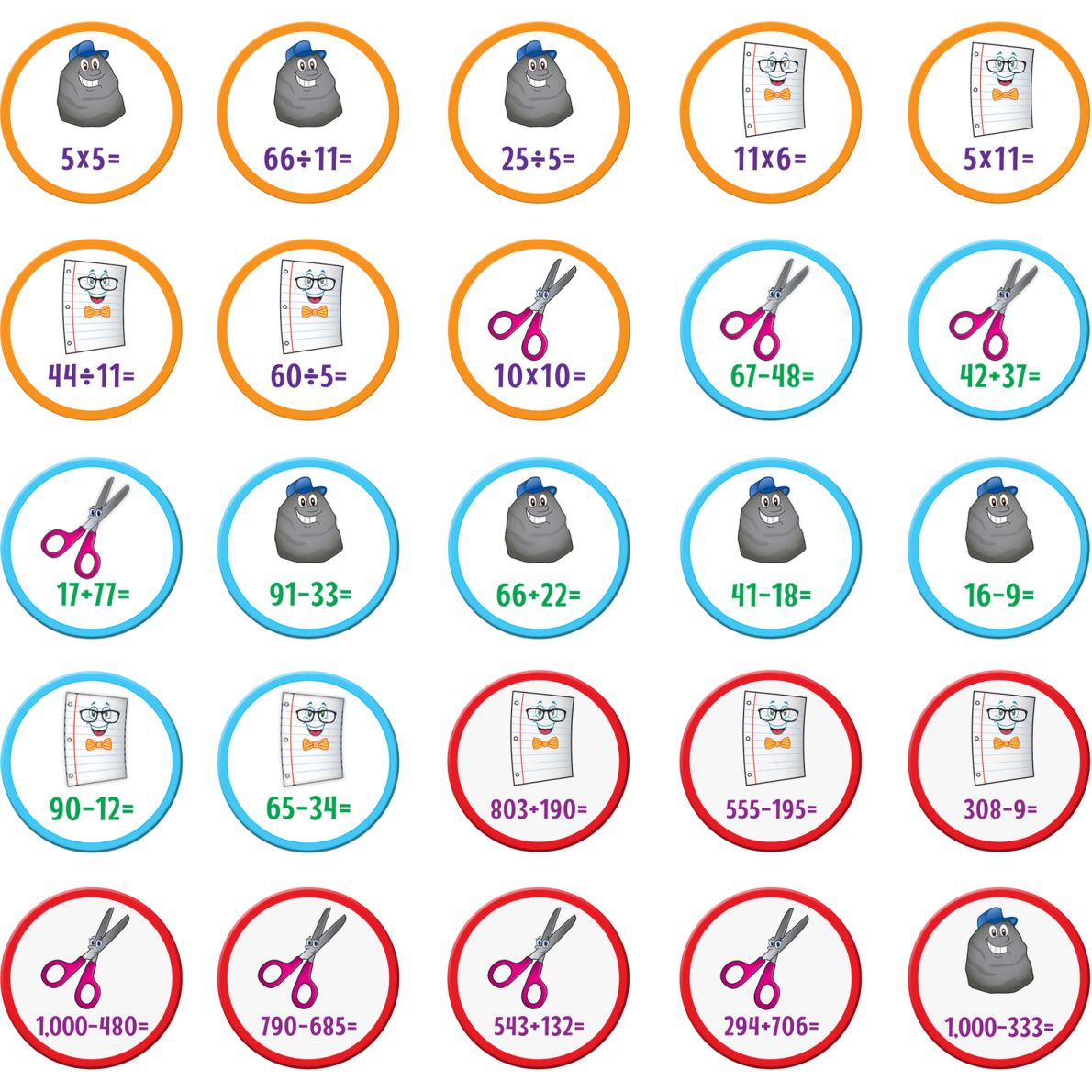 Rock, Paper, Scissors Math Games - Intermediate Set