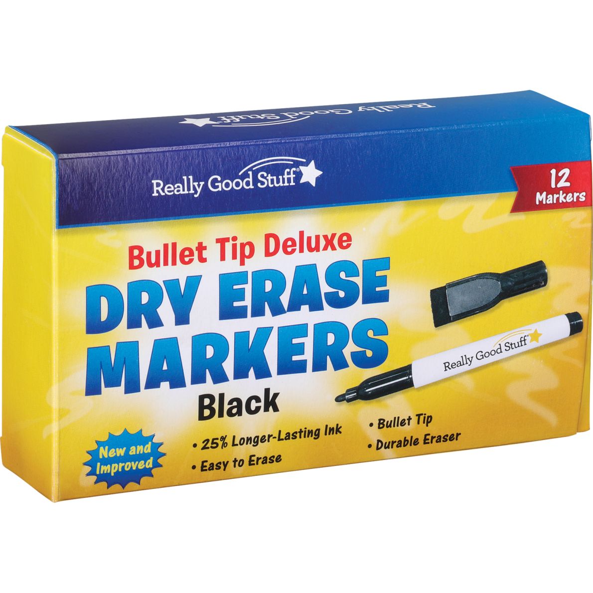 Black Bullet Tip Deluxe Dry Erase Markers - 12 markers