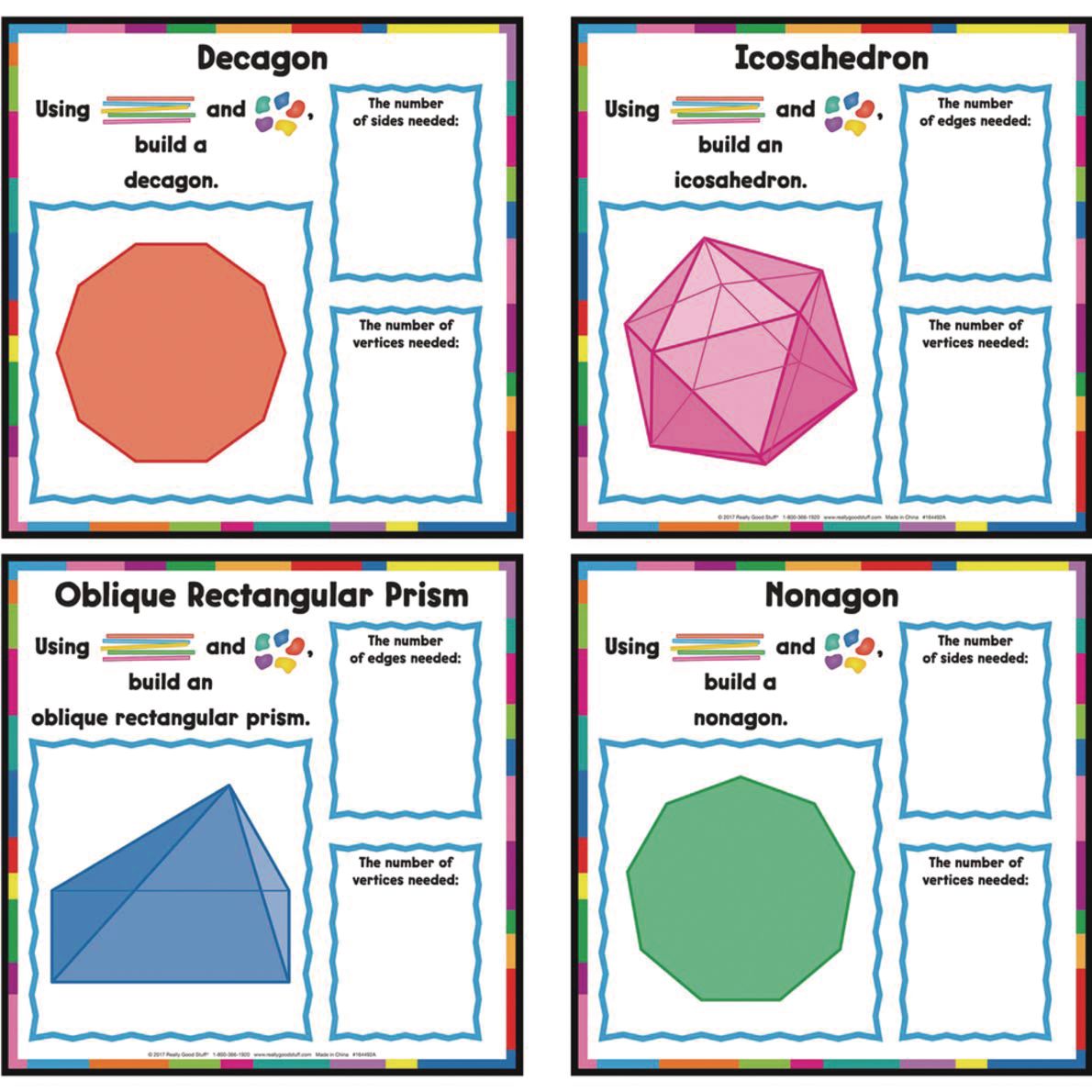 Building Shapes Activity - 16 cards, 100 straws, 3 lbs. dough