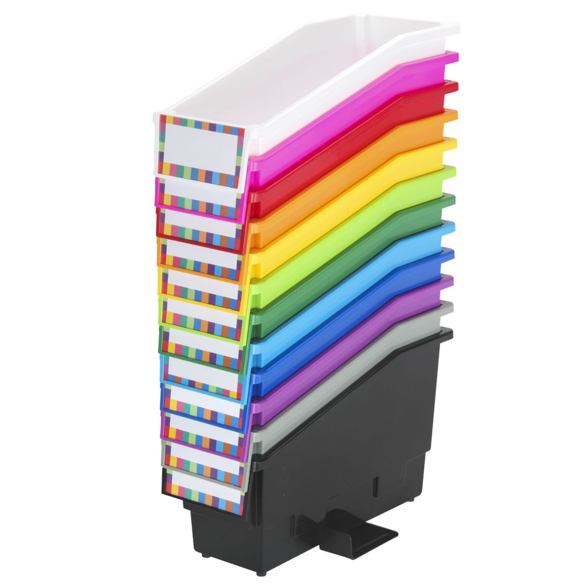Durable Book And Binder Holders With Stabilizer Wings - 12-Pack Rainbow