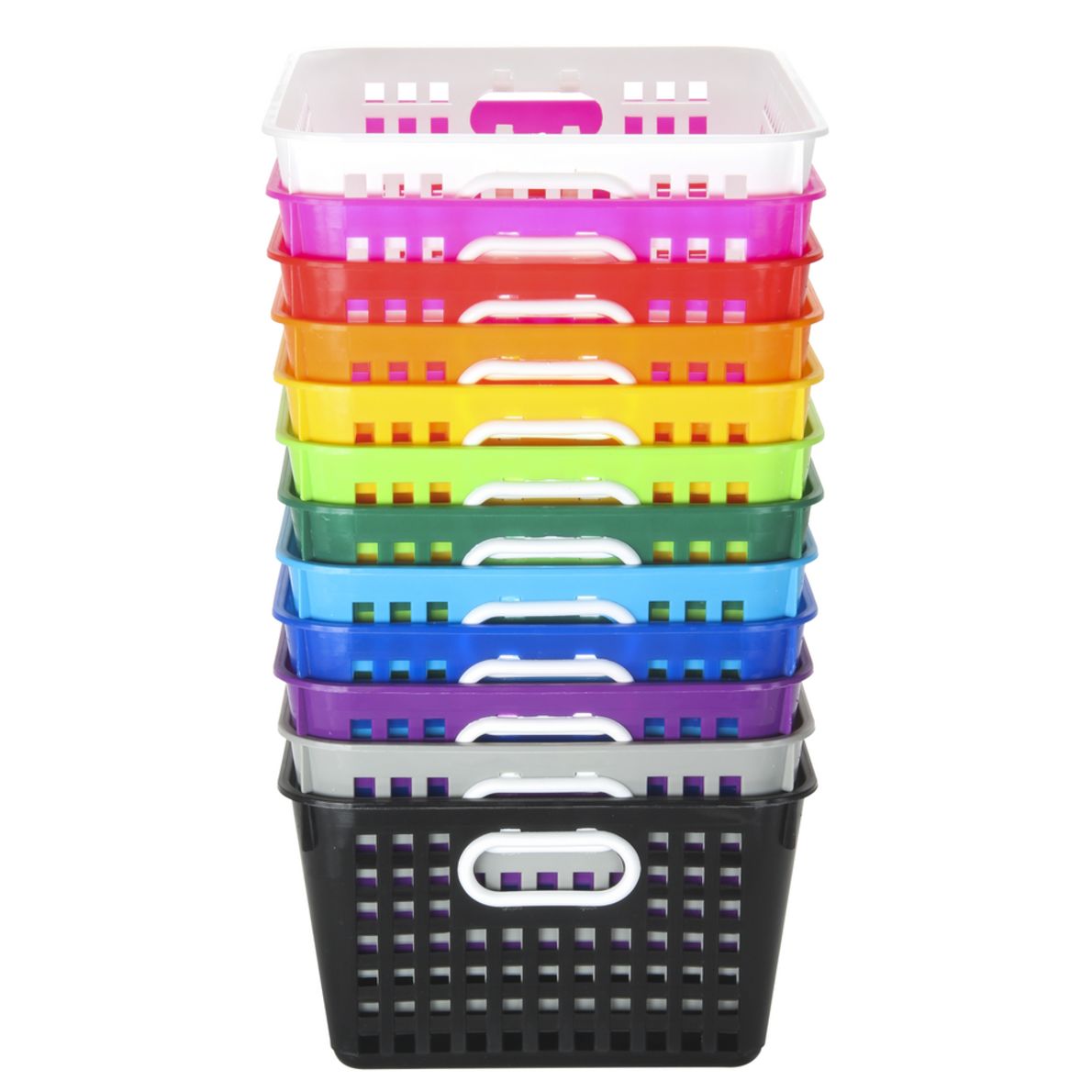 Large Rectangle Book Baskets - 12-Pack Rainbow