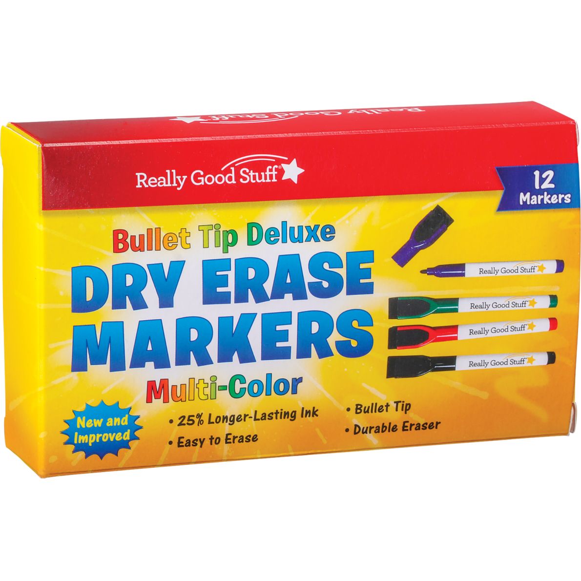 Really Good Stuff® Multi-Color Bullet Tip Deluxe Dry Erase Markers - 12 ...