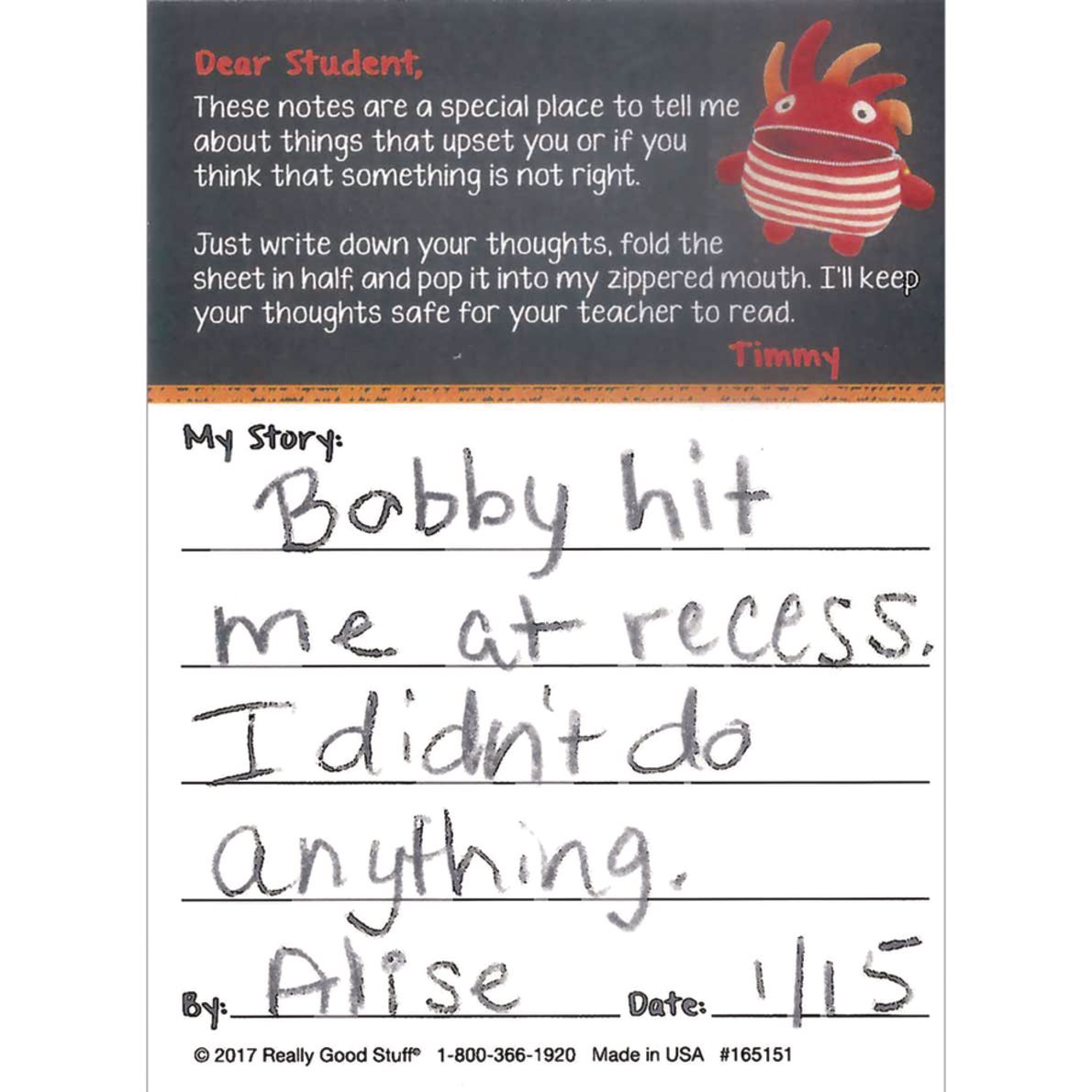 Meet Timmy The Tattle Monster Notepad Refill - 100 notes
