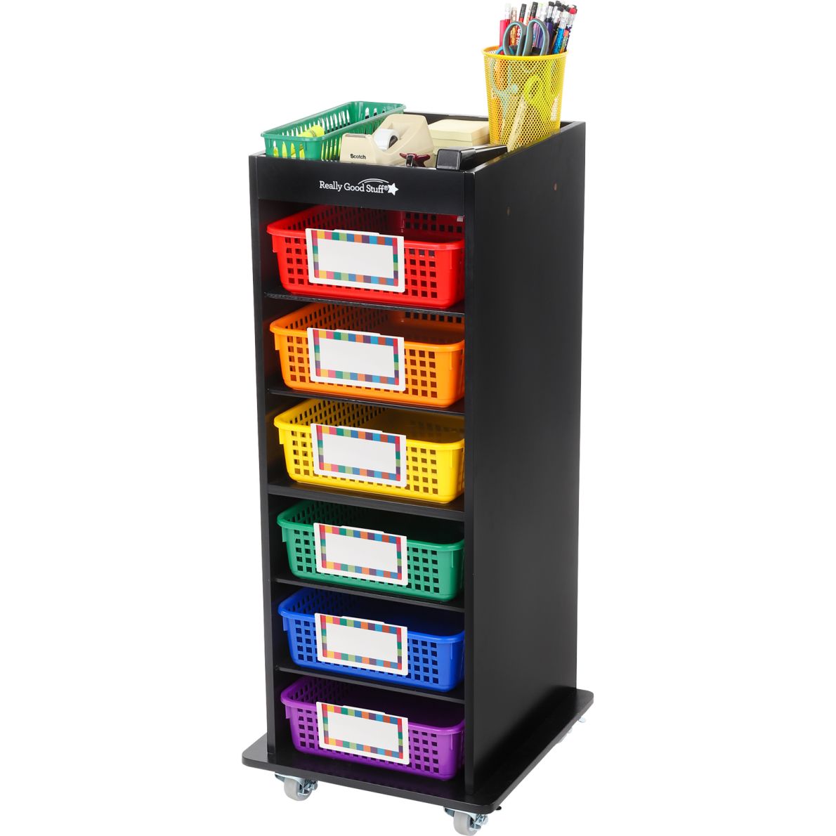 Multi-Use Rolling Organizer With 6 Shelves And Baskets
