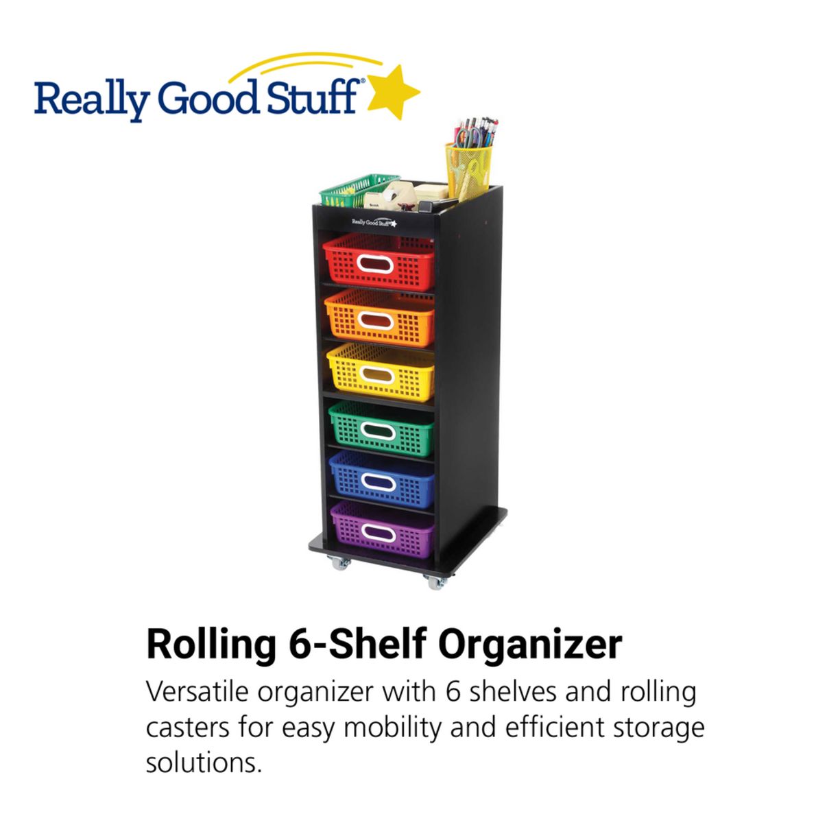 Really Good Stuff® Multi-Use Rolling Organizer With 6 Shelves