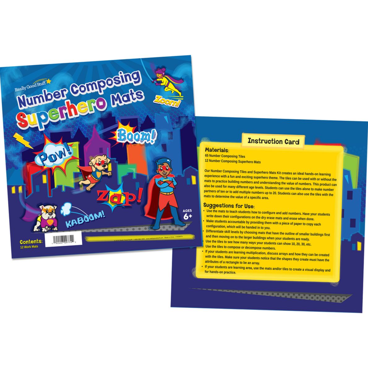Really Good Stuff® Number Composing Superhero Mats - 12 Mats