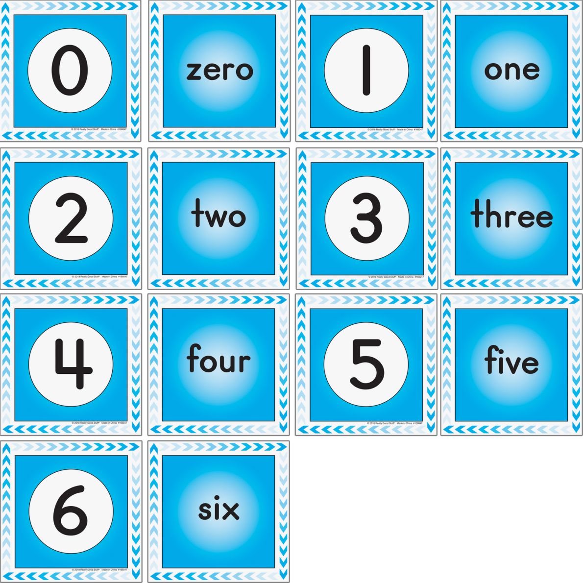 Numbers 0-12 Cards - 26 cards