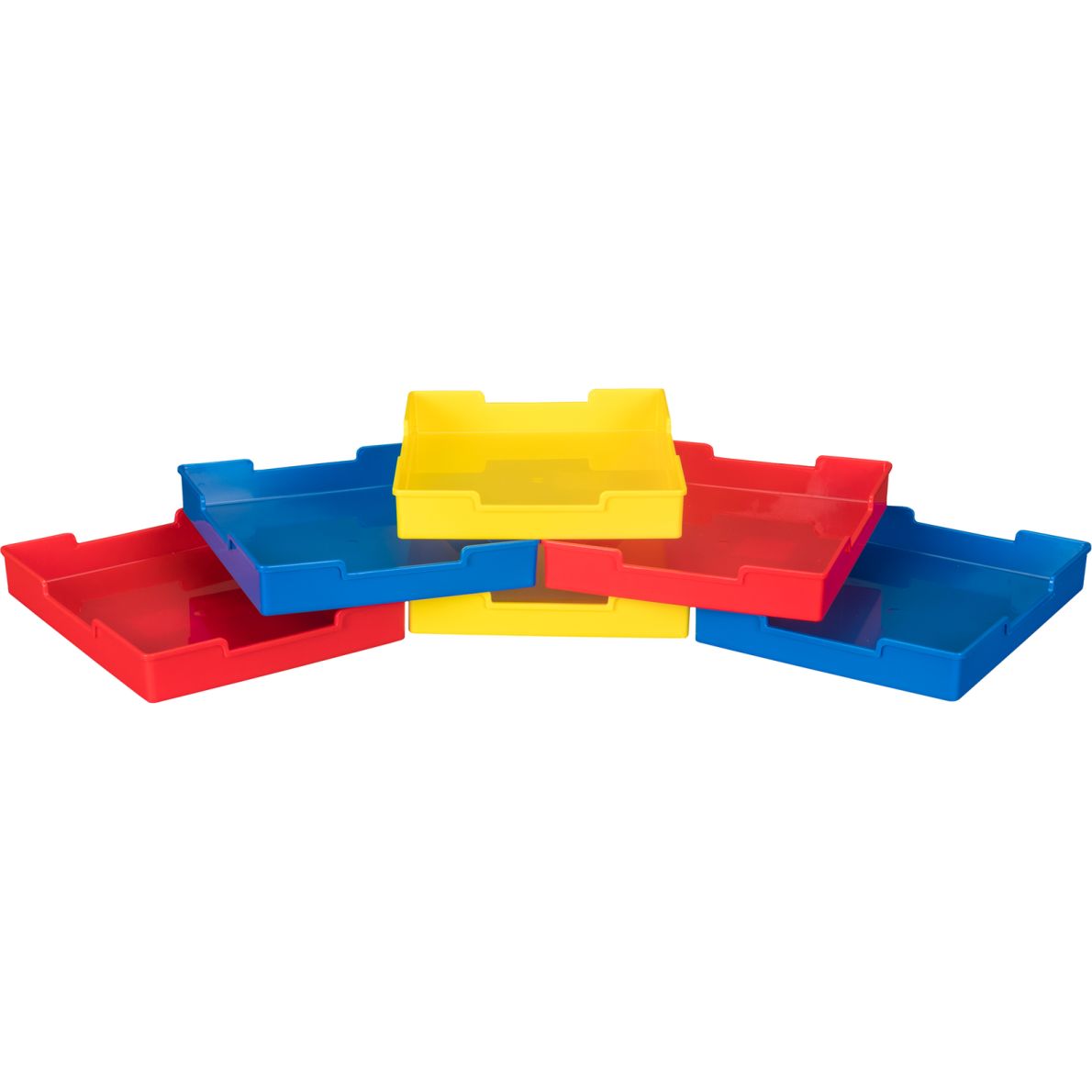 Plastic Trays - Set Of 6 - Primary Colors