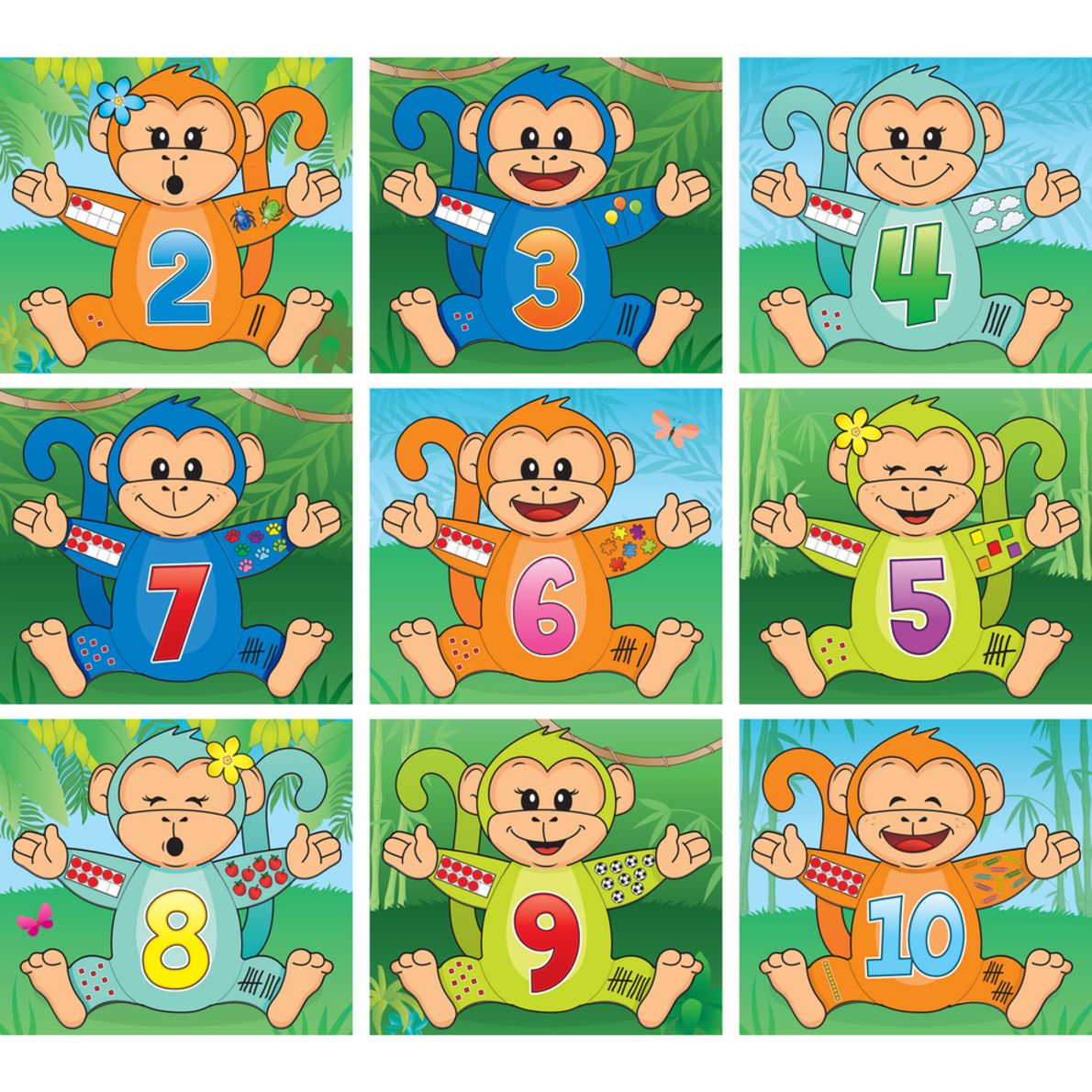 Really Good Stuff® Monkey Matching Number Puzzles - 20 puzzles