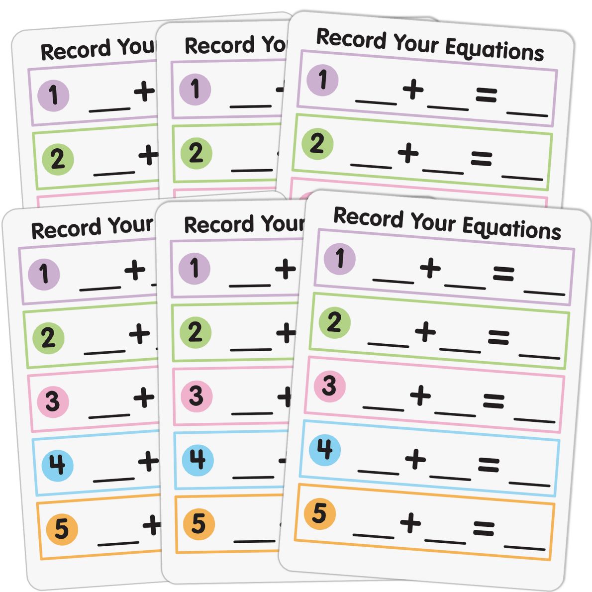 Math Facts Dry Erase Boards Addition And Subtraction Set Of 6