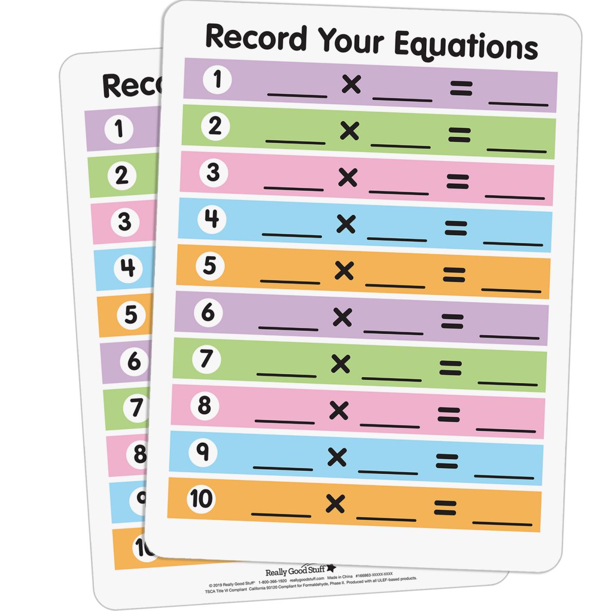 Math Facts Dry Erase Boards Multiplication And Division Set Of 6