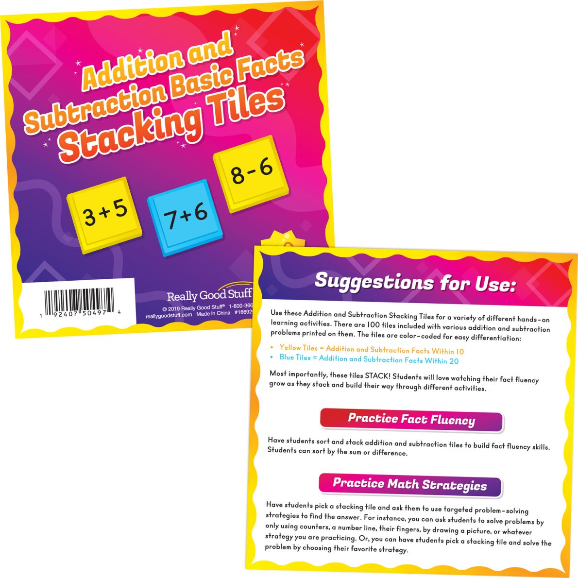 Addition And Subtraction Basic Facts Stacking Tiles - 100 tiles