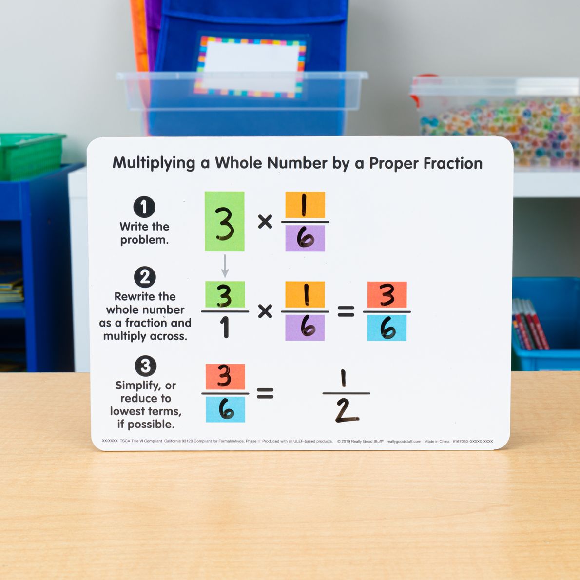 Multiplying Proper Fractions Dry Erase Boards - 6 boards