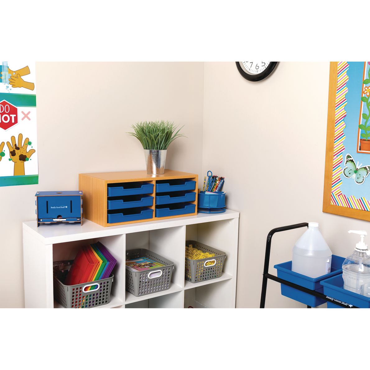 Oak 6-Slot Mail Center With Trays Single Color - 1 mail center, 6 trays ...