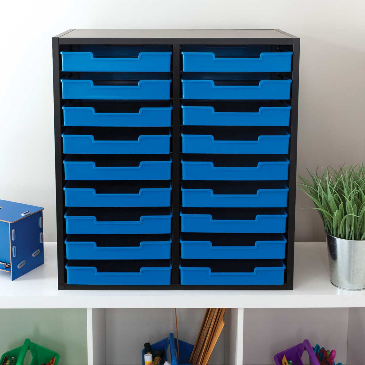 Black 18-Slot Mail Center With Trays Single Color