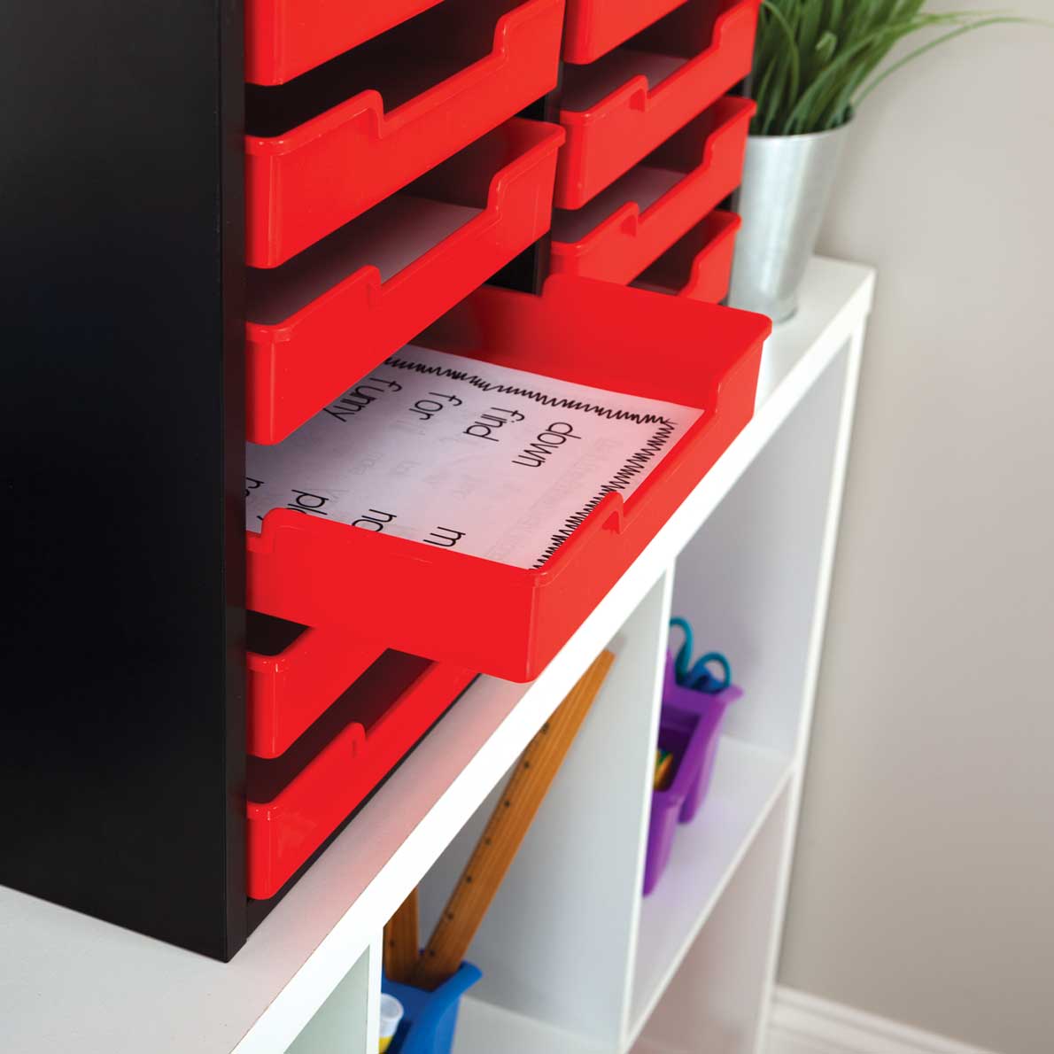 Black 18-Slot Mail Center With Trays Single Color