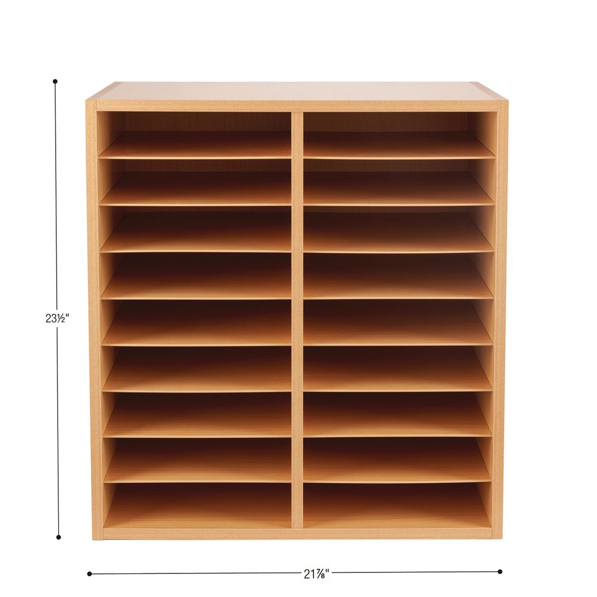 Oak 18-Slot Mail Center With Trays - Single Colors