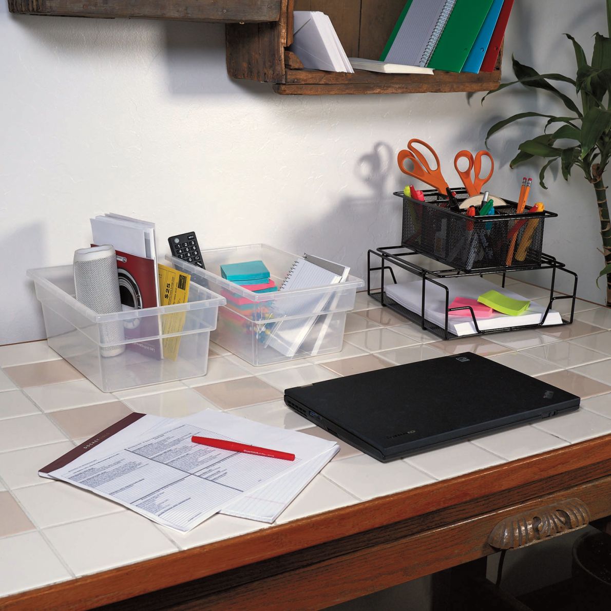 Single-Color Multi-Use Storage Bins Set Of 6