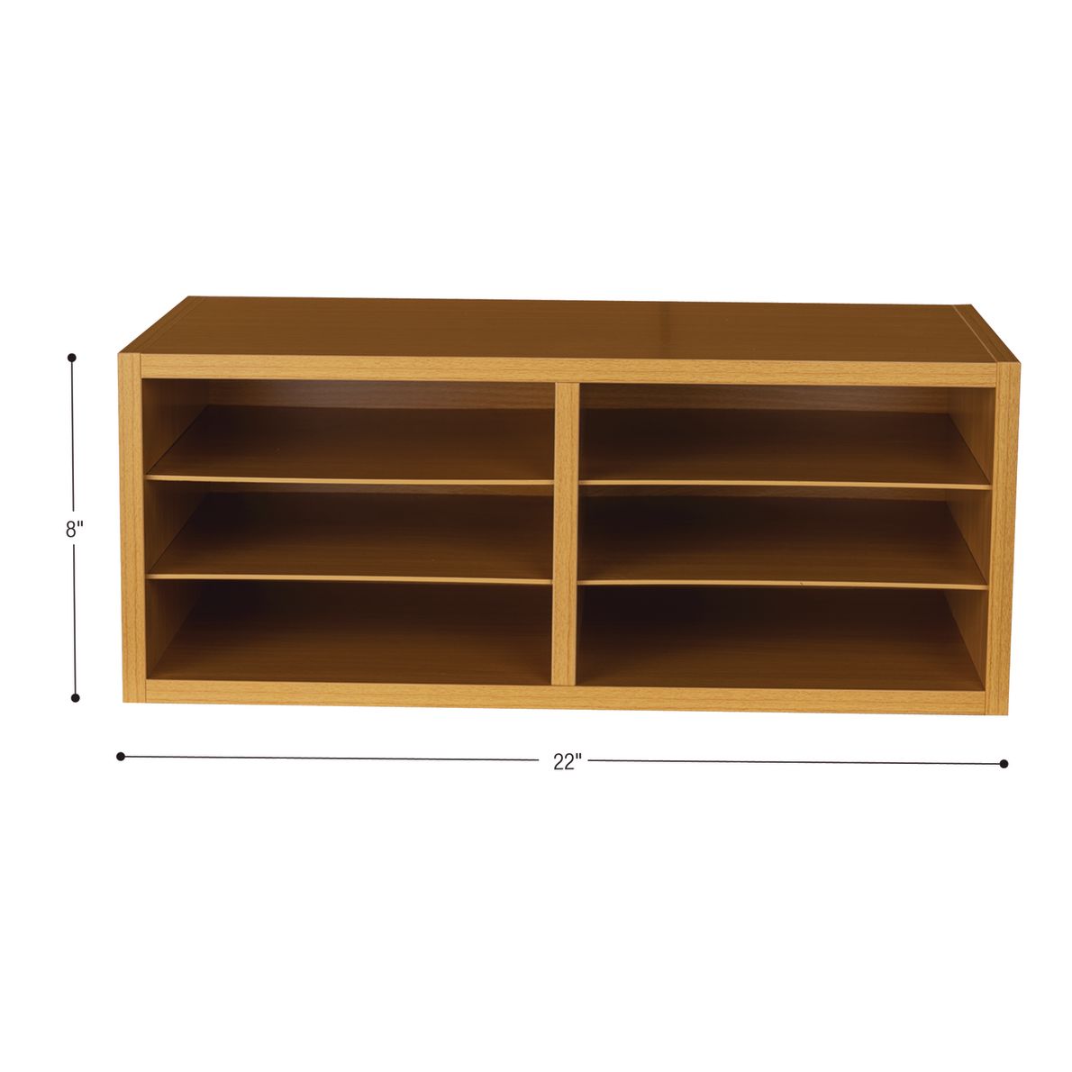 Oak 6-Slot Mail Center With Trays 6 Colors - 1 mail center, 6 trays