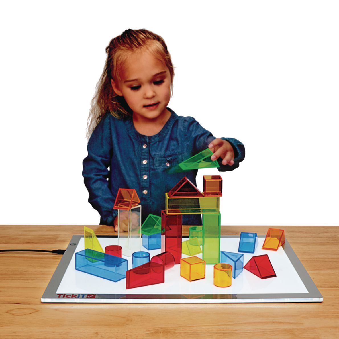 Excellerations® STEM Translucent Light Blocks - Set of 100 in a Bin