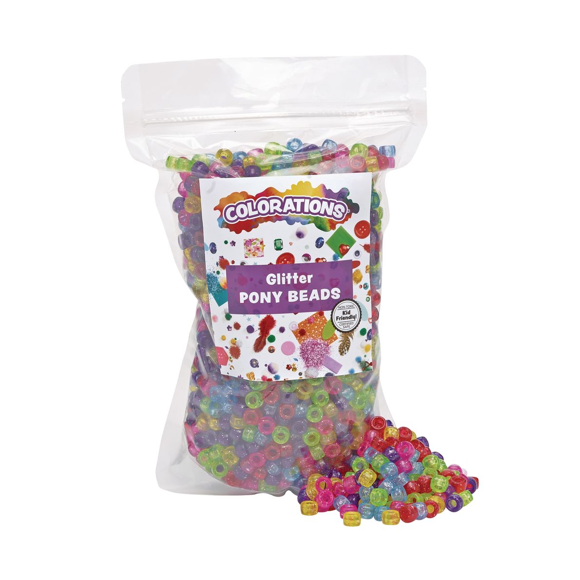 Colorations® Glitter Pony Beads - 1 lb.