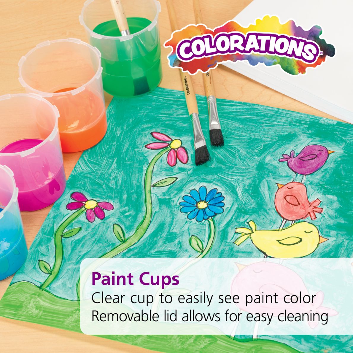 Colorations® No-Spill White Lid Paint Cups - Set of 10