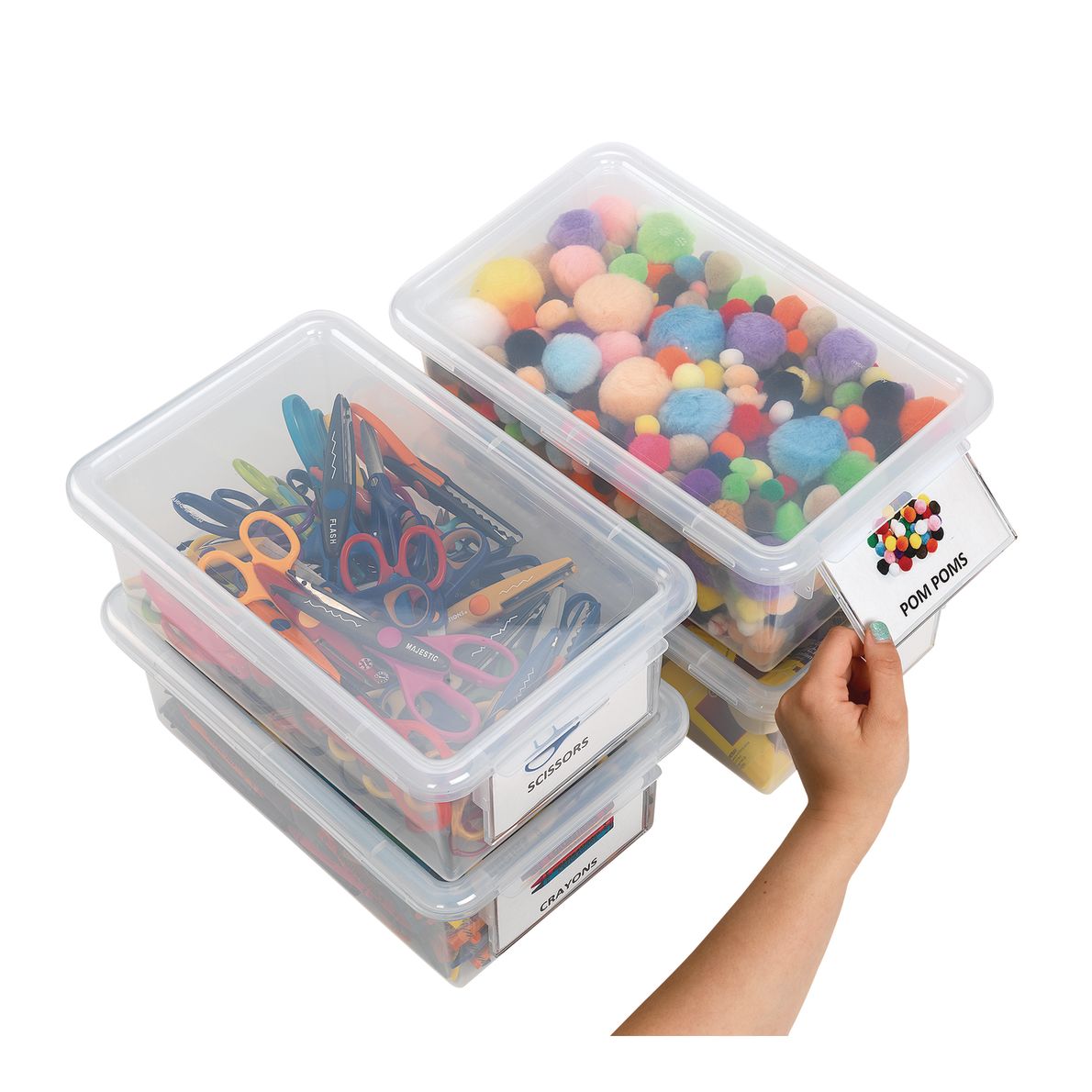 MyPerfectClassroom® Clear Easy Label Bins with Lids - Set of 4
