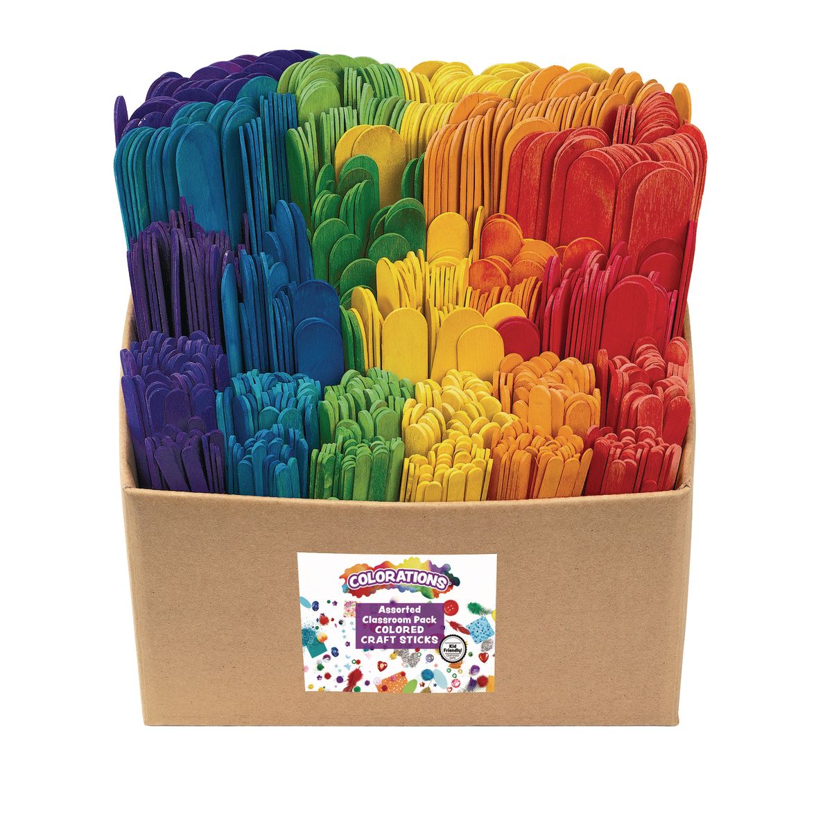 Colorations® Colored Craft Sticks Classroom Pack – 1,200 Pieces