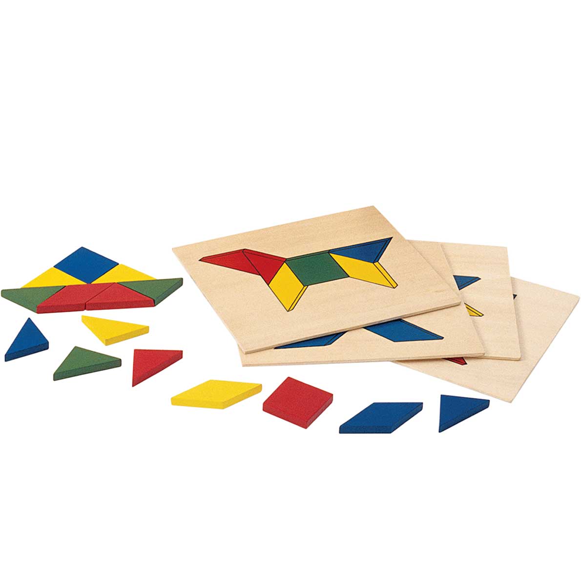 Excellerations® Wooden Pattern Blocks and Board Set - 69 Pieces