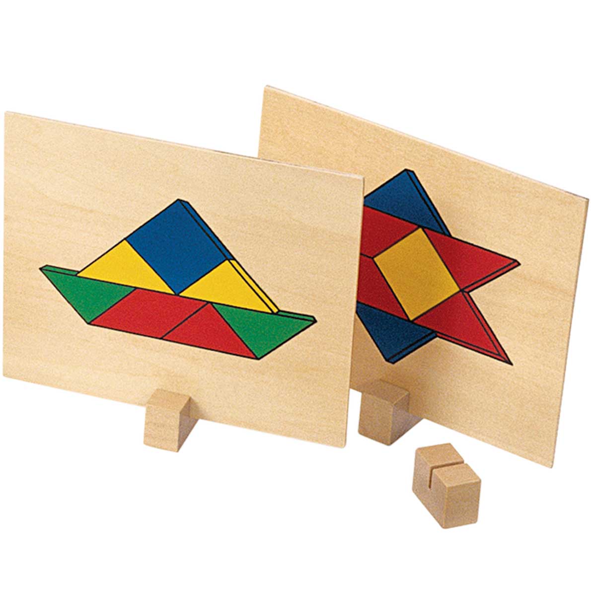 Excellerations® Wooden Pattern Blocks and Board Set - 69 Pieces