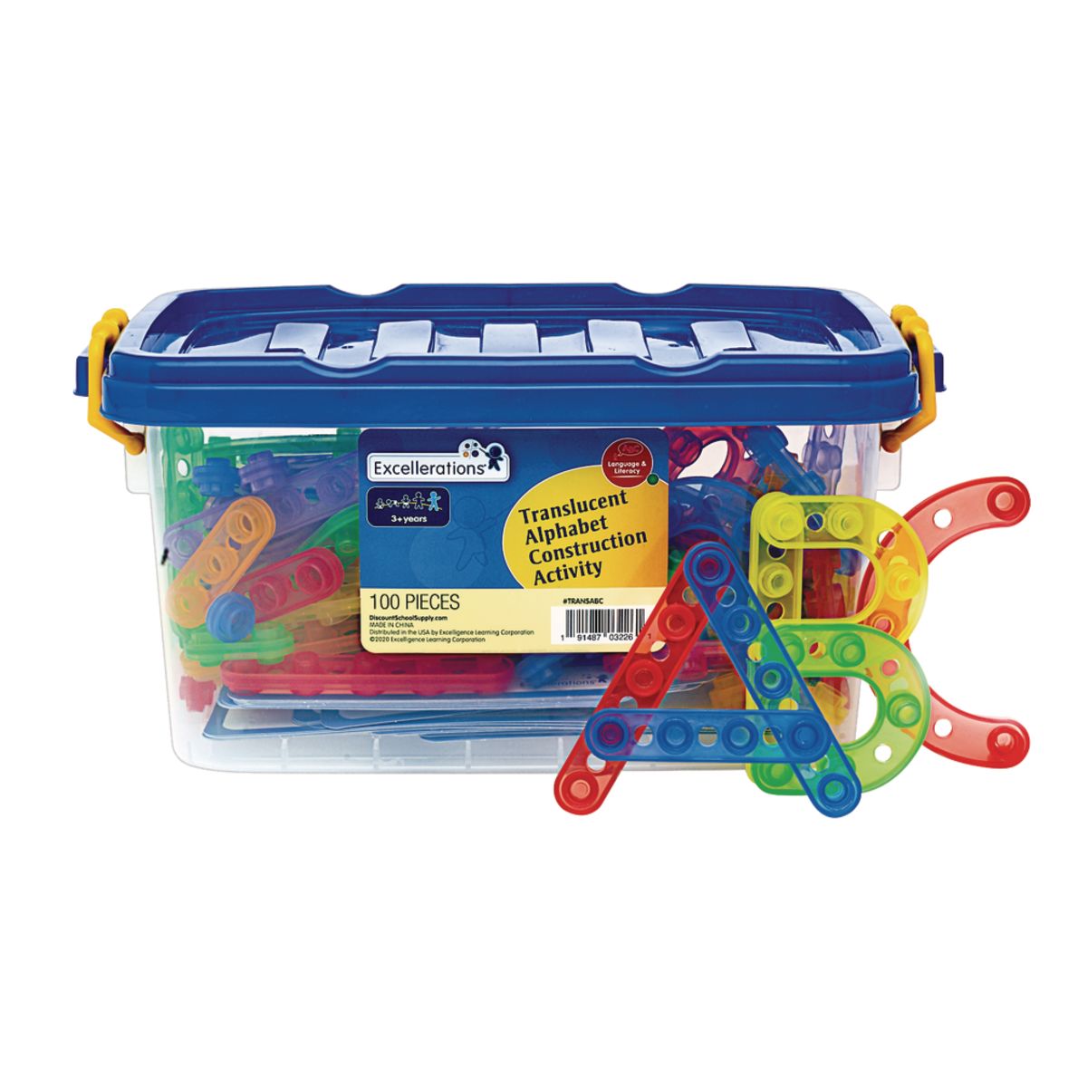 Excellerations Translucent Alphabet Construction Set- 100 Pieces