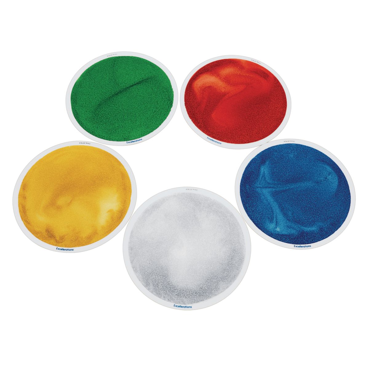Excellerations® Glitter Circle Liquid Tiles - Set of 5