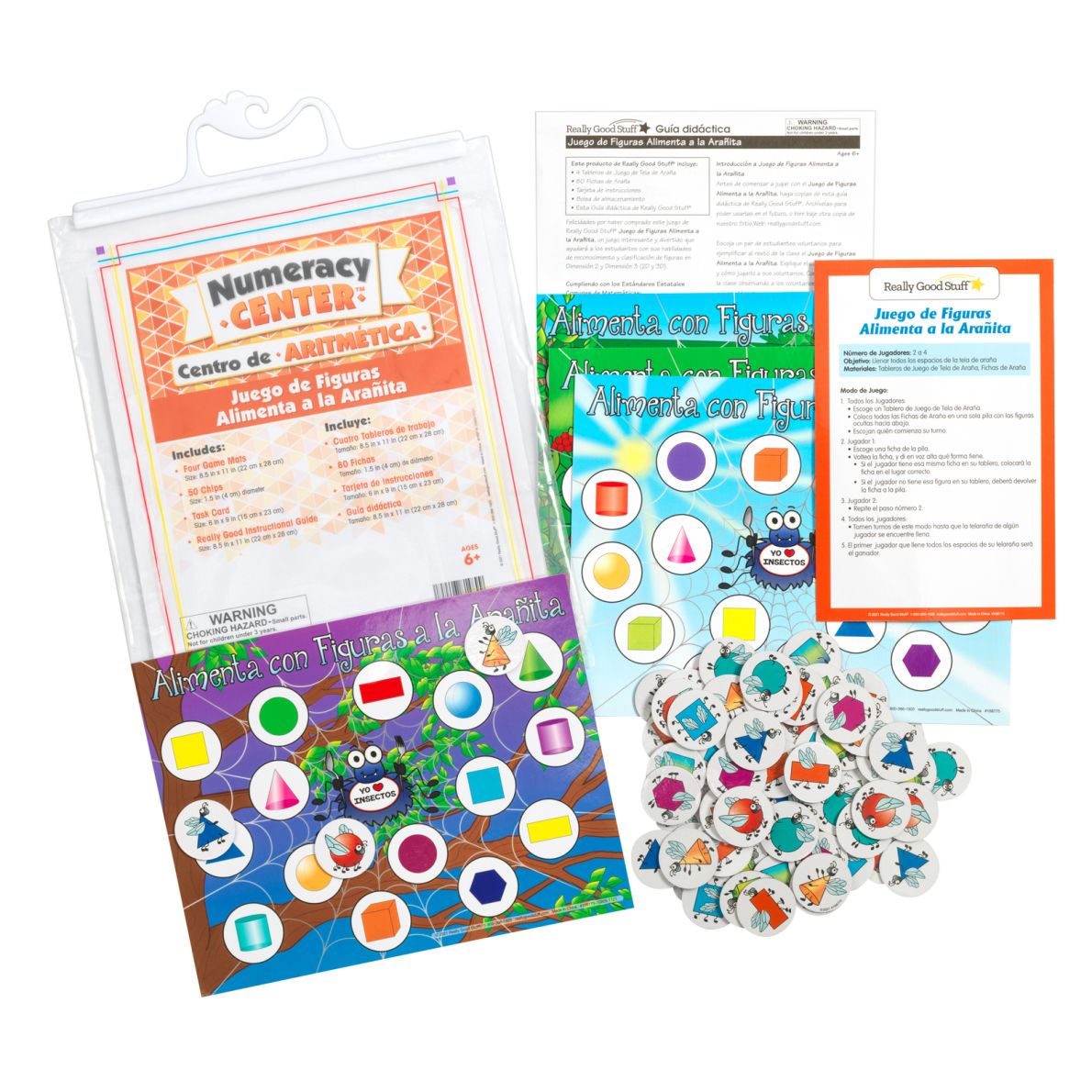 Spanish Feed the Spiders - Shapes Match Numeracy Center Grades K-2 ...