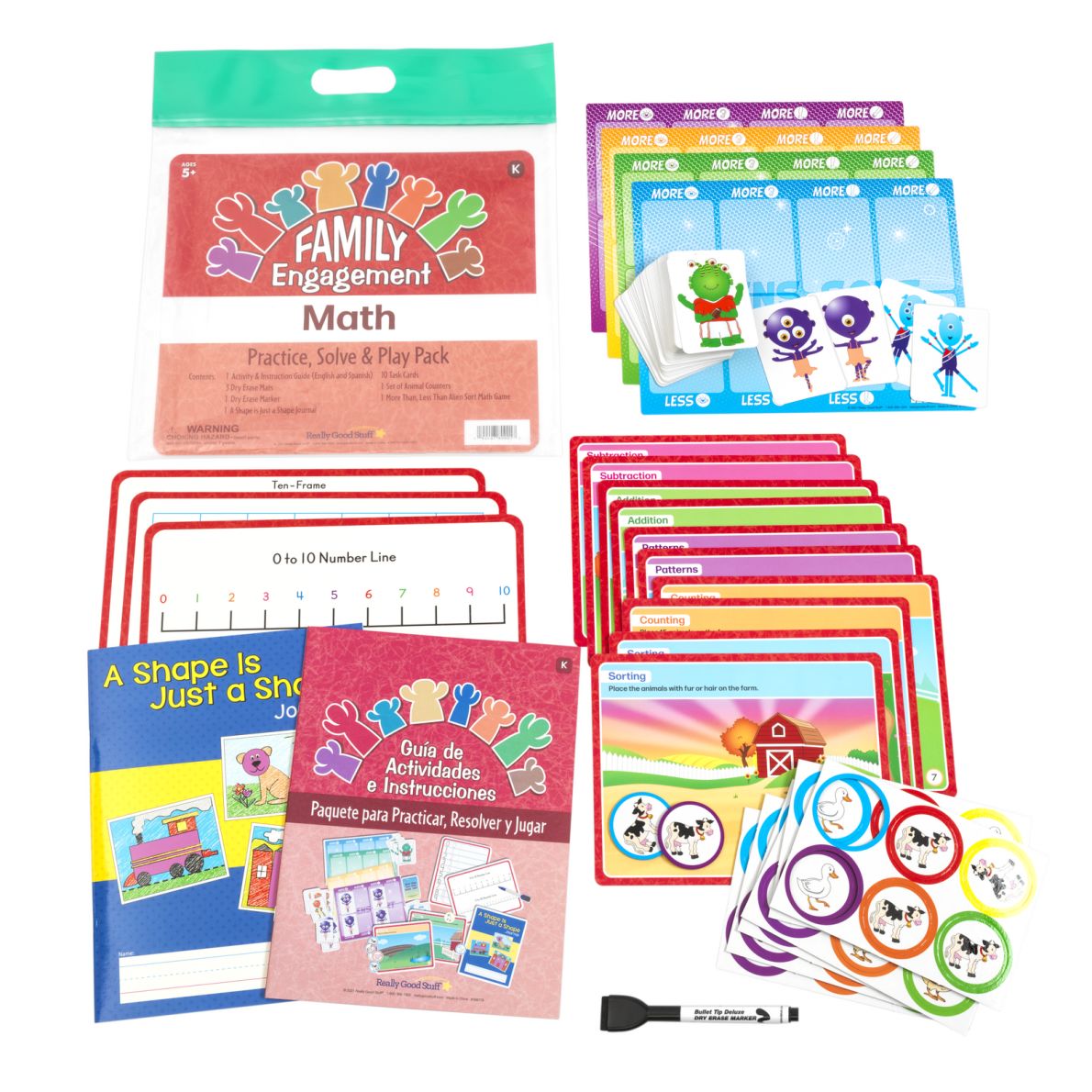 Family Engagement Math – Practice, Solve and Play Pack - Kindergarten