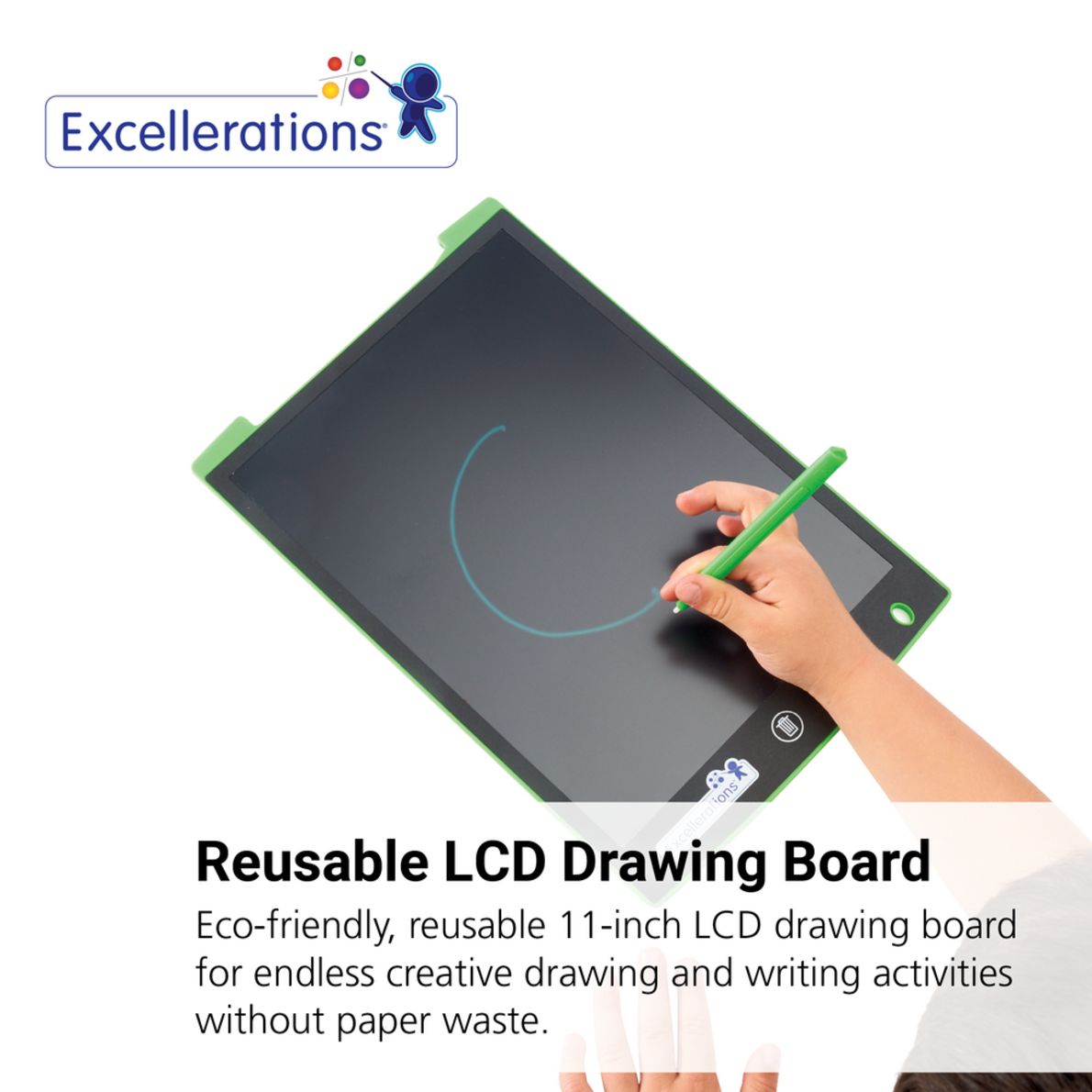 Excellerations® Electronic Reusable 11-inch LCD Drawing Board - Green