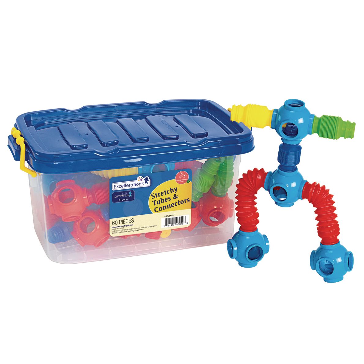 Excellerations® Stretchy Tubes and Connectors - 60 Pieces