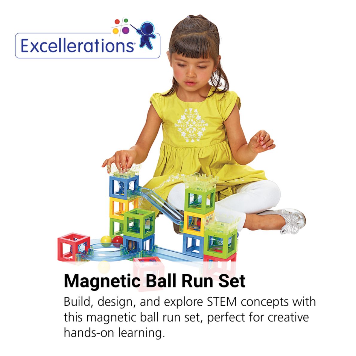 Excellerations® Magnetic Ball Run STEM Construction Set