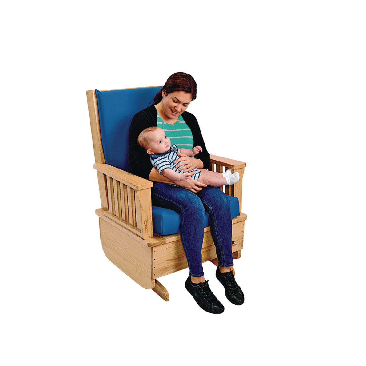 Environments® Premium Easy-Care Glider Rocker with Blue Cushion